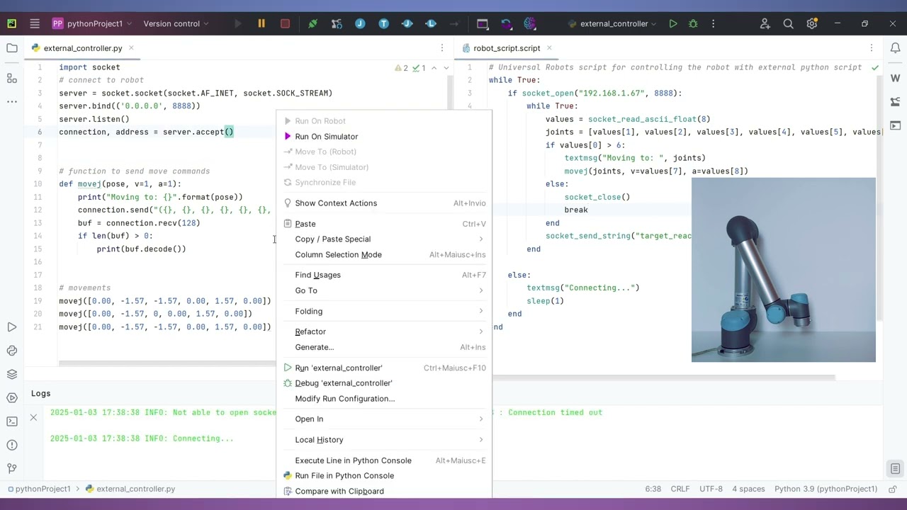 Robpod Studio - Control robots with external Python scripts