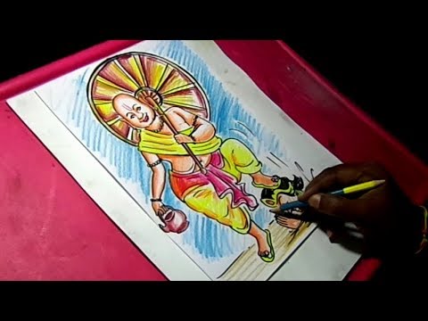 How to Draw Lord Vamana and Bali color Drawing – Sculpture Blog