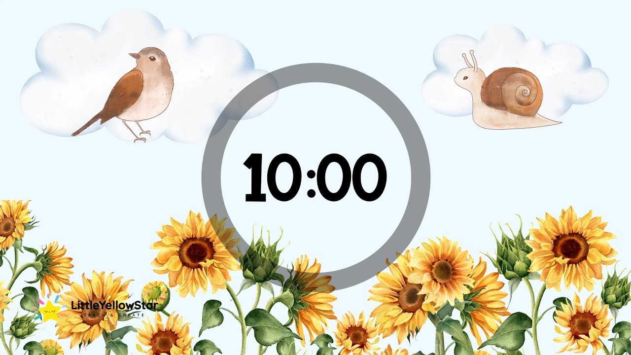 Sunflower Field – 10 Minutes Countdown Timer With Calm Music | Relaxing Classroom Timer