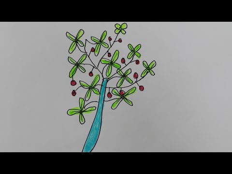 How to draw Sakura tree-draw a cherry blossom tree in pencil-draw a ...