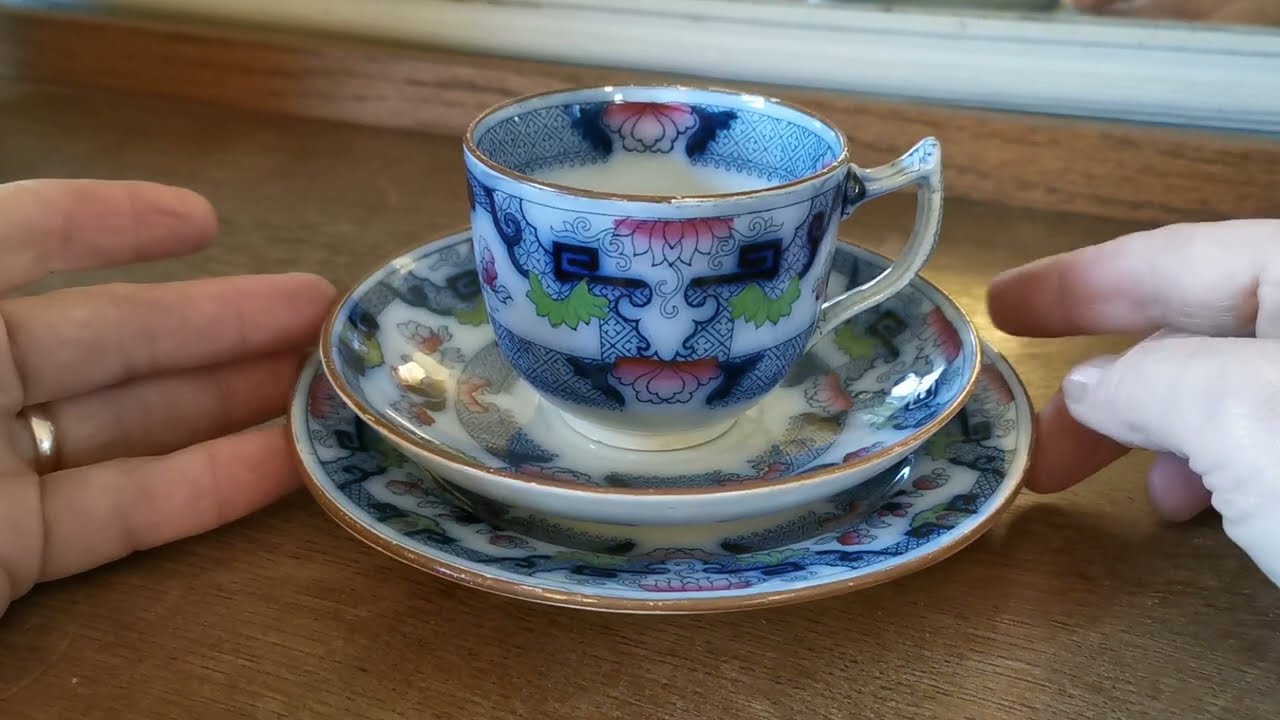 Antique Copeland Late Spode Pearlware China D1290 Teacup Trio