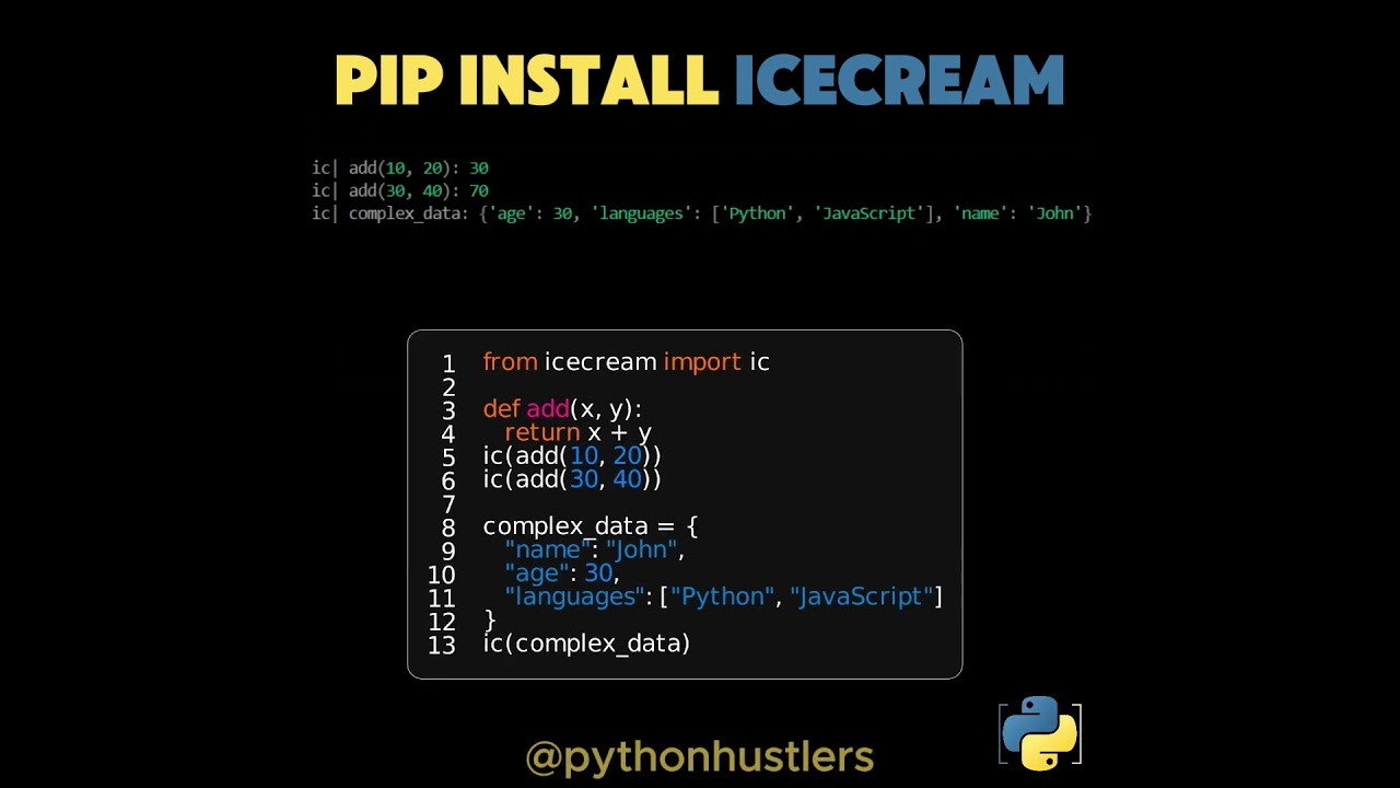 Use ice cream library to debug Python code!  #pythonforbeginners #coding