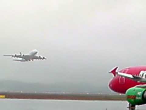Takeoff of A380 at Tarbes Lourdes International Airport