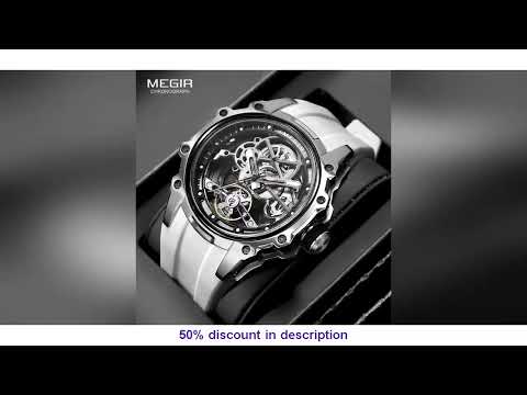 Latest Products You Must Know! MEGIR Skeleton Dial Automatic Mechanical Watch Men Stainless Stee