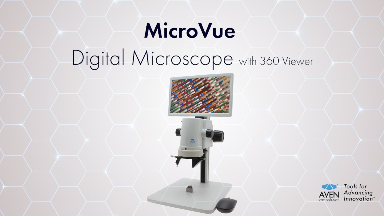 MicroVue Digital Microscope with Built-In HD Monitor and 360 Viewer [8.6x - 221x]