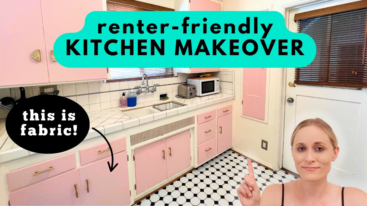 Renter-Friendly Kitchen Makeover with My Fabric Cabinet Hack!
