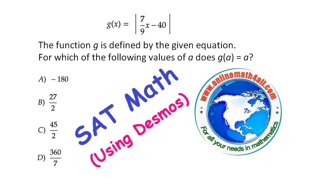 The SAT Math - Solving Absolute Value Equation (Using Desmos)