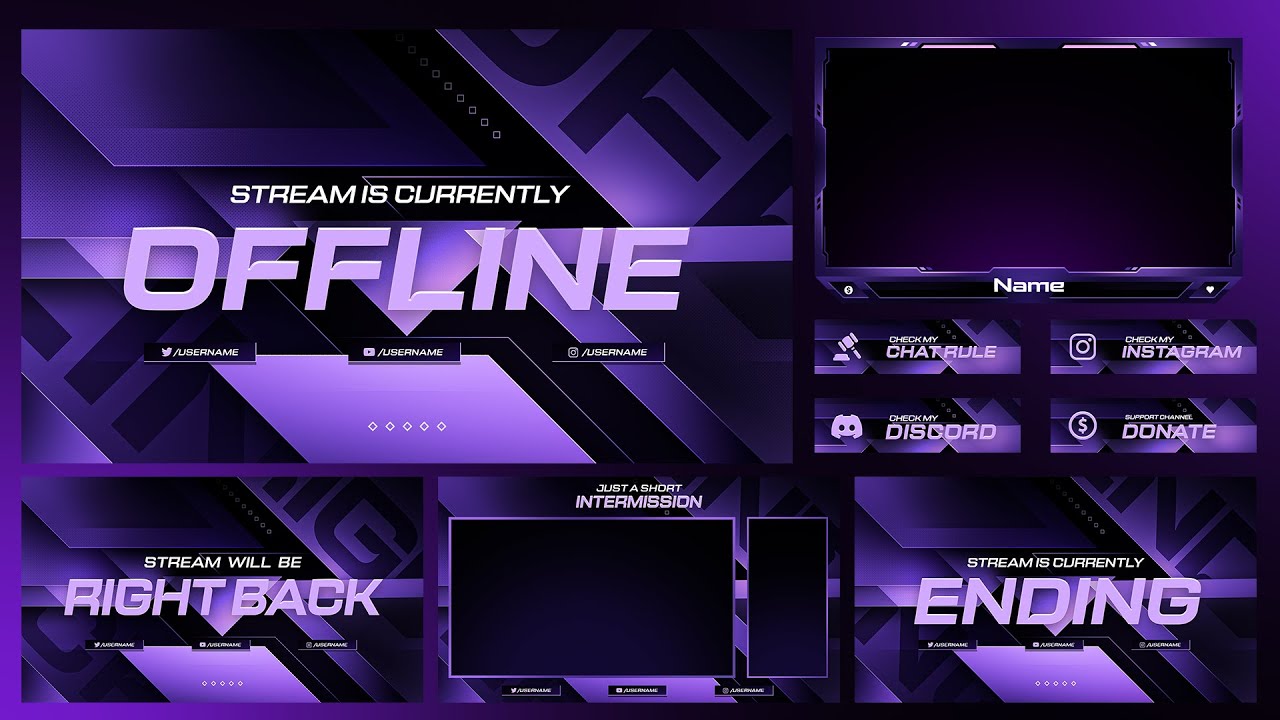 Download Full Stream Overlay Pack Template || Visionary Stream Pack