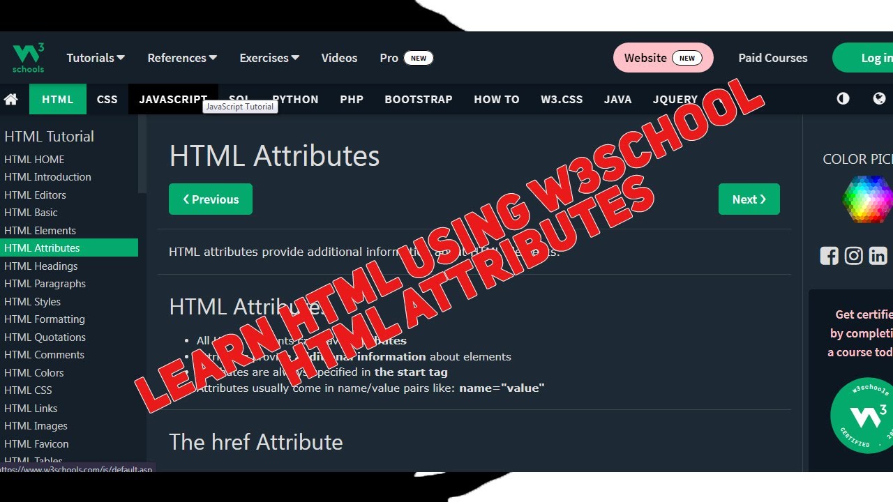 Learn HTML Using W3school HTML Attribute Part  6