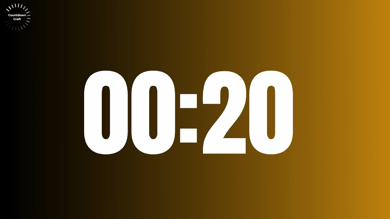 20 Seconds Countdown Timer (in Black & Gold Background)