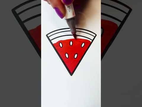 Watermelon ๐ #watermelon #colorwithme #coloringpage #oddlysatisfyingvideo #coloring #markerart