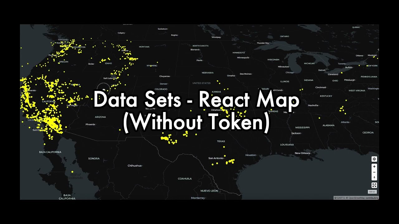 Data Sets - Map Without Token (API_TOKEN) - React JS & Maplibre