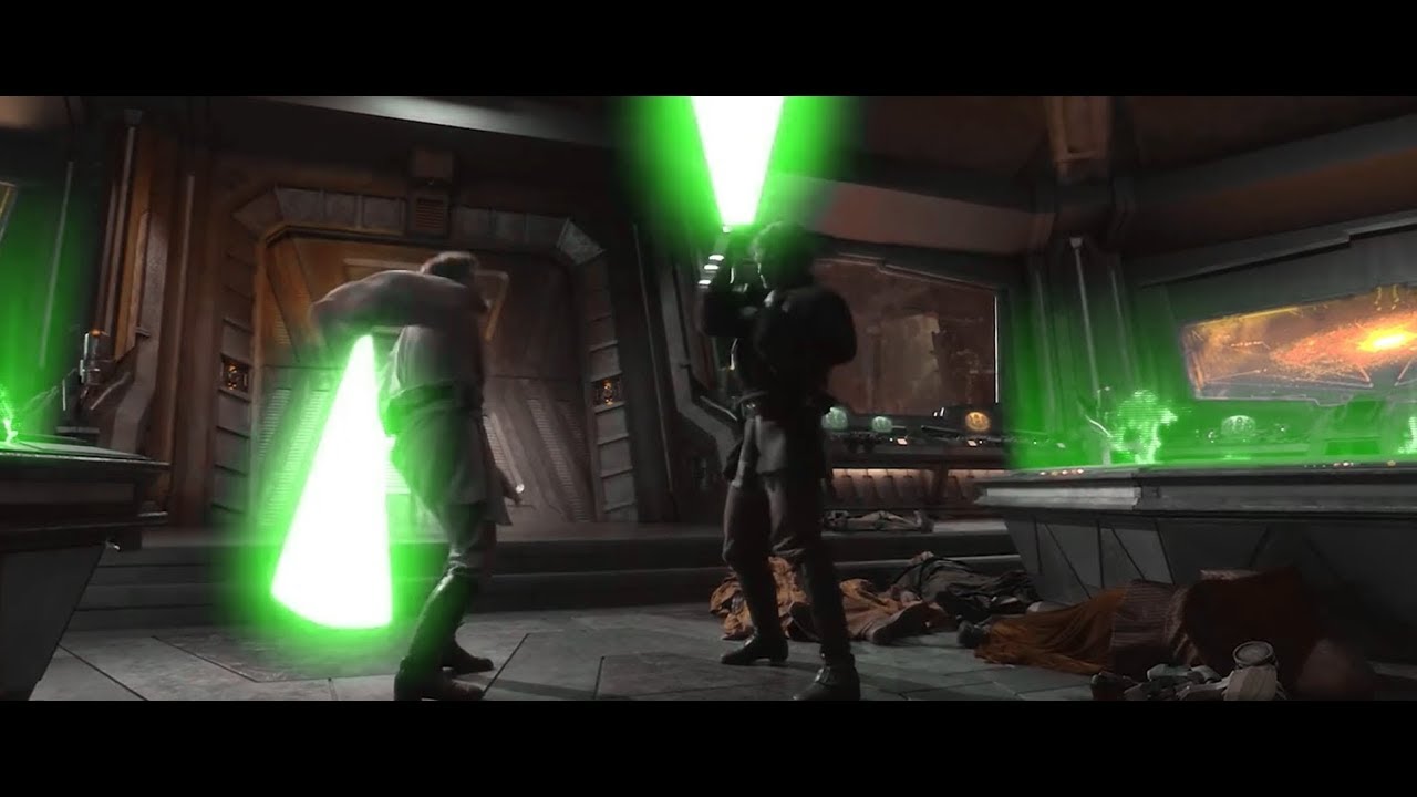 Obi-Wank vs Anakin green lightsabers