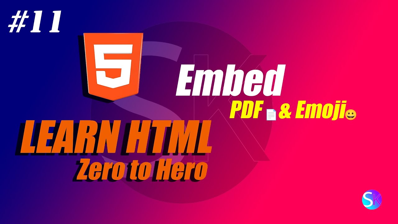 Easy way to embed pdf and emoji in the website!! | html full course 🔥