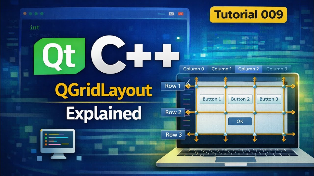 Qt C++ Tutorial 009 | QGridLayout Explained