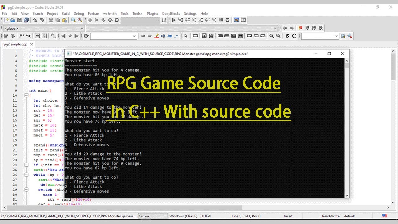 RPG Game Source Code in C ++ With source code | c++ programming