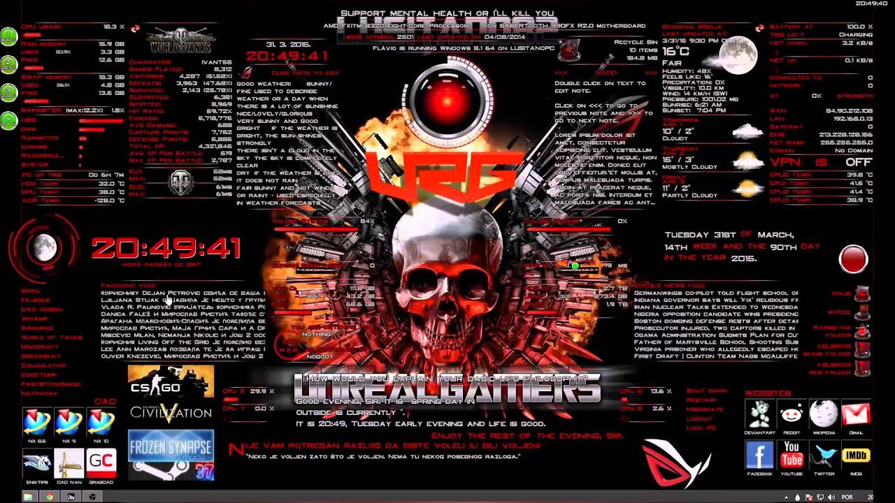 Tutorial 1 - Rainmeter - Como instalar e adicionar temas (PT)