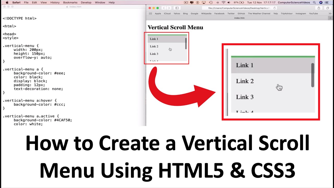 How to CODE a Vertical Scroll Menu Using HTML5 & CSS3 Programming | New