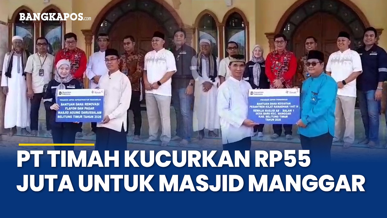 PT Timah Kucurkan Rp55 Juta untuk Renovasi Plafon Masjid Agung Manggar yang Rusak Akibat Rayap