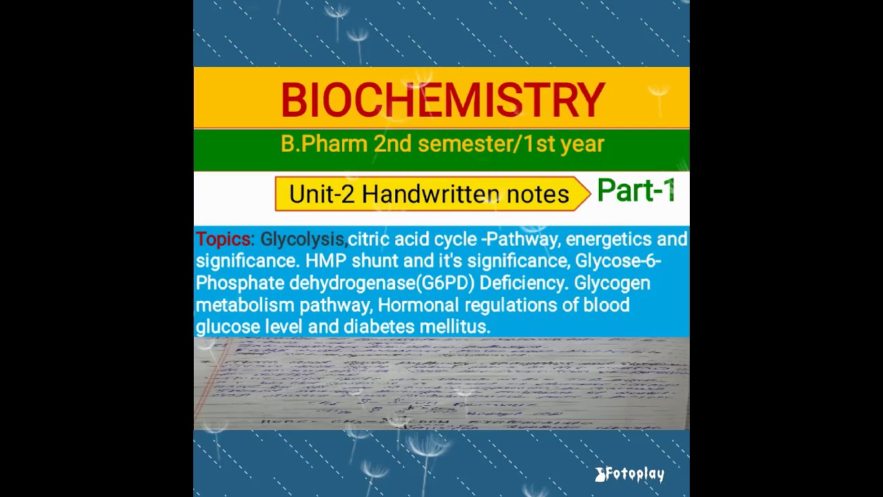 Biochemistry |Handwritten notes |Carbohydrate metabolism|HMP Glycolysis Citric acid Glycogen pathway