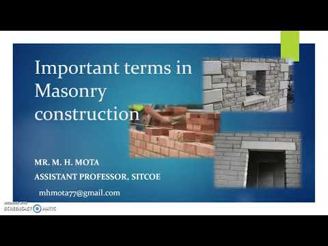 Important terms in Masonry construction