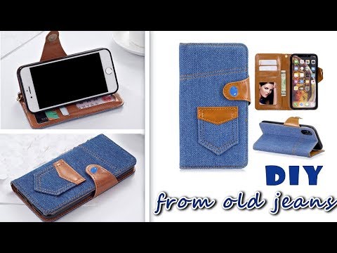 diy flip phone case from old jeans & fast way to make with credit card holder