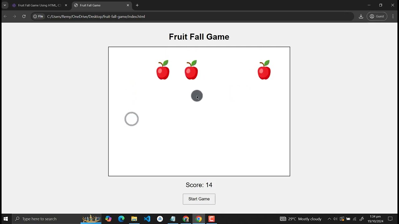 Fruit Fall Game Using HTML, CSS and JavaScript with Source CodeFruit Fall Game