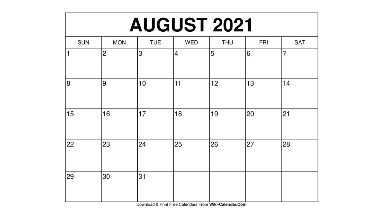 Printable August 2021 Calendar Templates with Holidays - Wiki Calendar