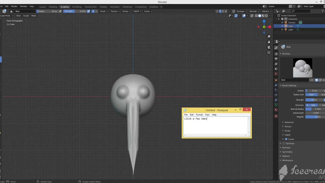 how to make a simple queen/king bee using blender 2.8