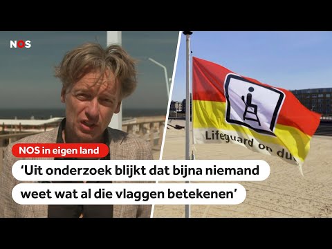 Pictogram en Engelse tekst moet vlaggen op strand duidelijker maken