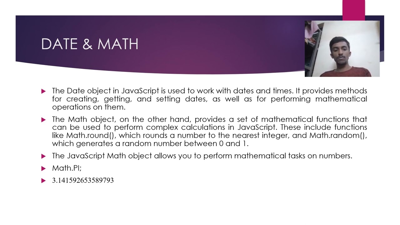 Web technology and it's Applications Objects in Java script