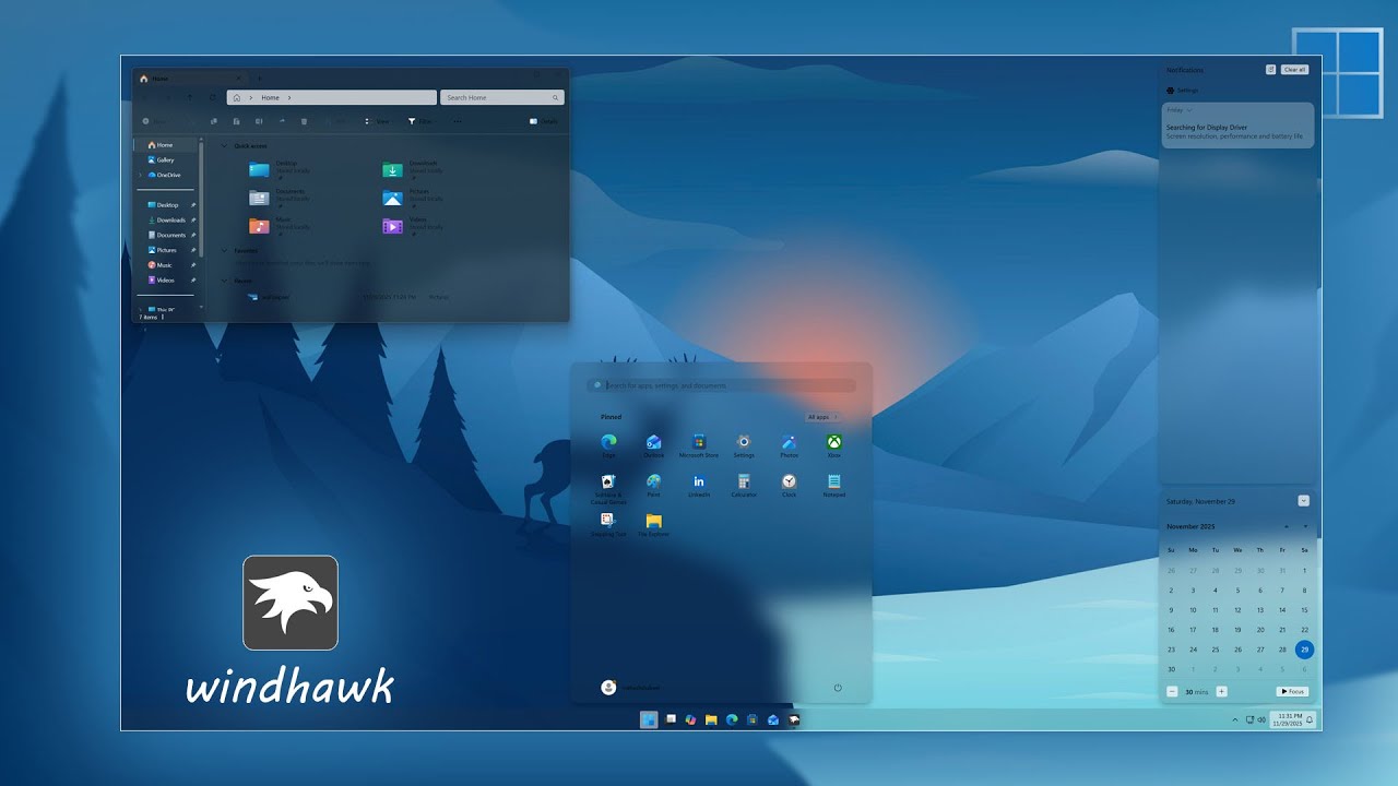 Windows 11 Transparent Look Customization With Windhawk