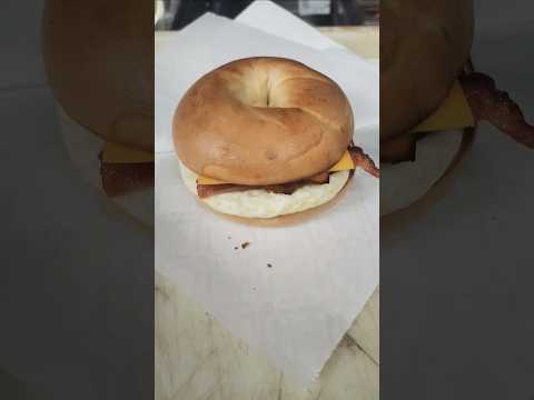 Dunkin Donuts Bacon Egg And Cheese Bagel Breakfast Sandwich @Dunkin-Donuts @ItsSandwich #bacon