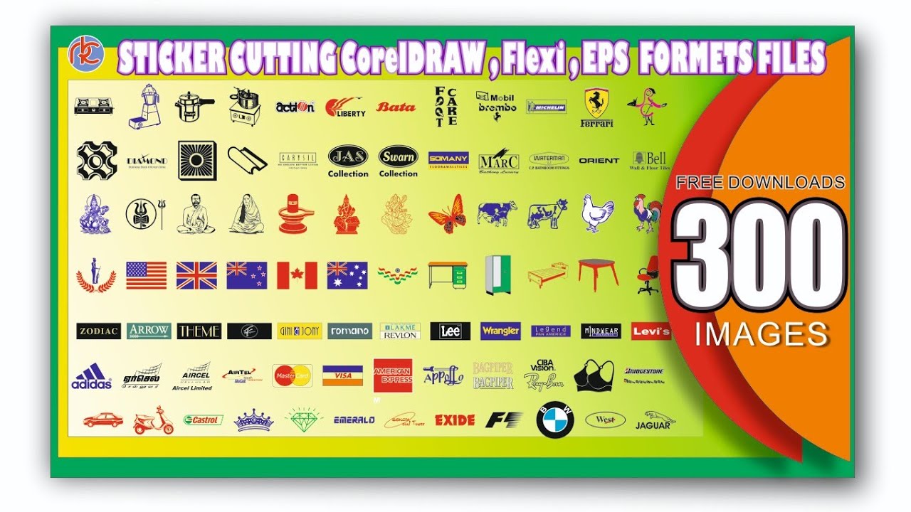 VECTOR IMAGES || 300 FILES || CDR,FLEXI,EPS FORMET || FREE STICKER CUT FILES