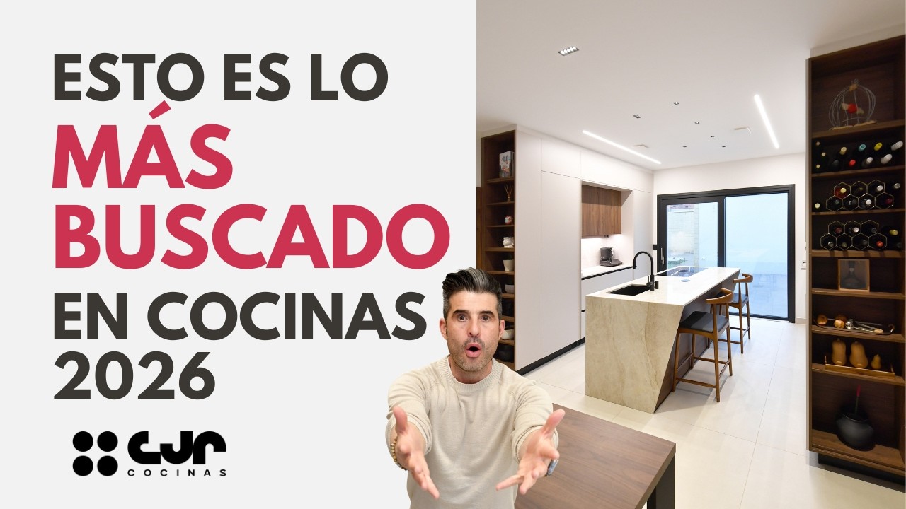 TENDENCIAS COCINAS 2026 Cocina cashmere y madera con isla Cocinas CJR