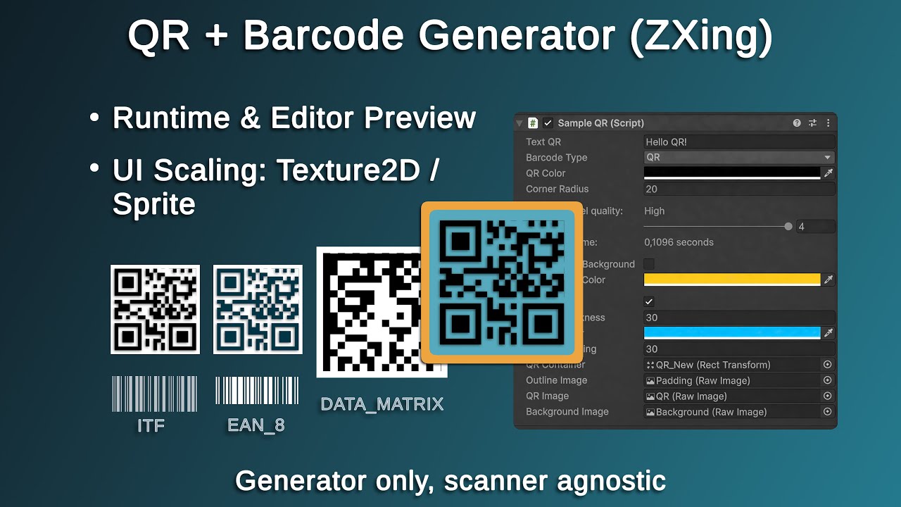 Create QR Codes in Unity | Runtime QR Generator (ZXing)