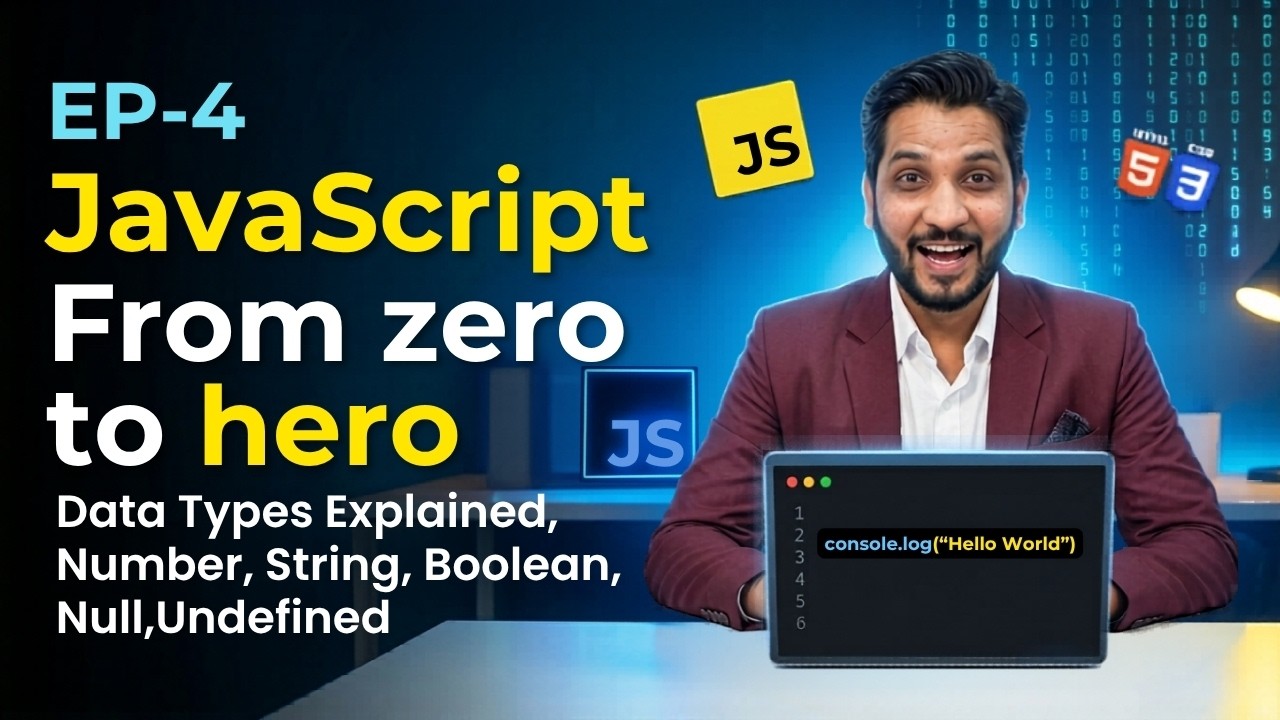 JavaScript EP 4 Data Types Explained Number, String, Boolean, Null, Undefined #zeescriptdev #coding
