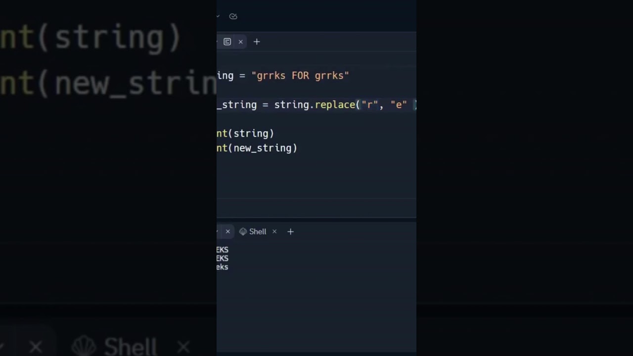 Replace() function in python #shorts