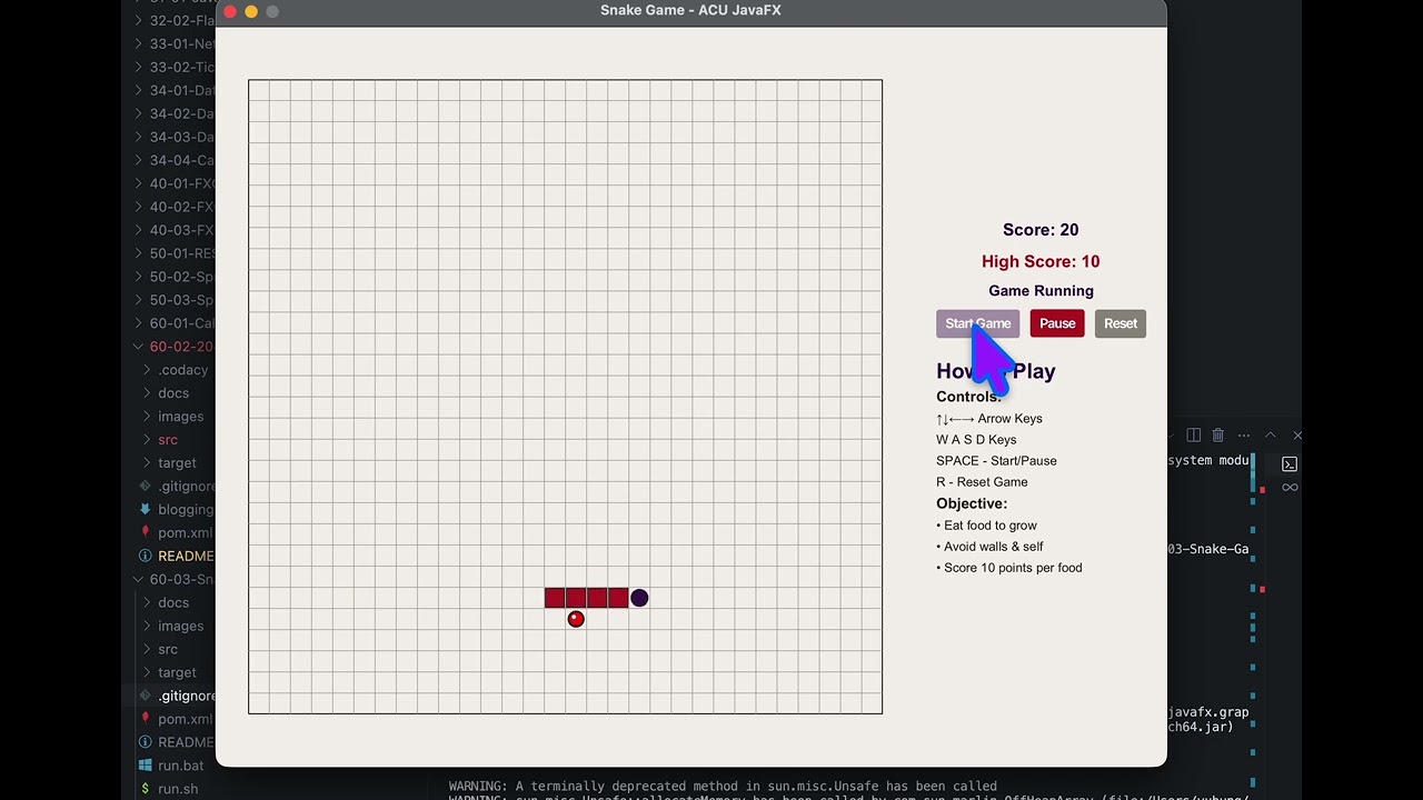 🐍 JavaFX Snake Game | Complete Game Development Tutorial #java #javafx #gamedevelopment