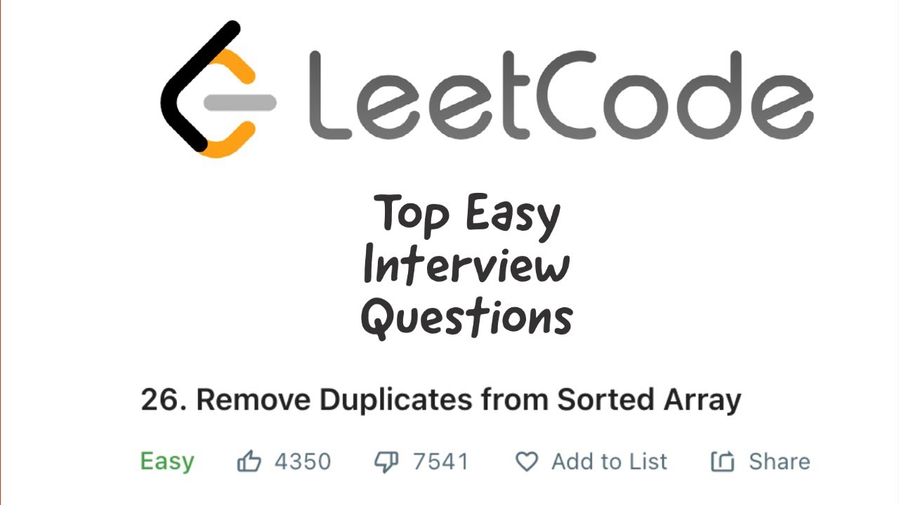 Leetcode: Remove Duplicates From Sorted Array (Facebook Interview Question)