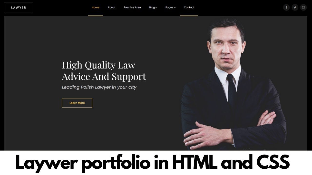 How to make a Lawyer Portfolio website in HTML and CSS | Source code