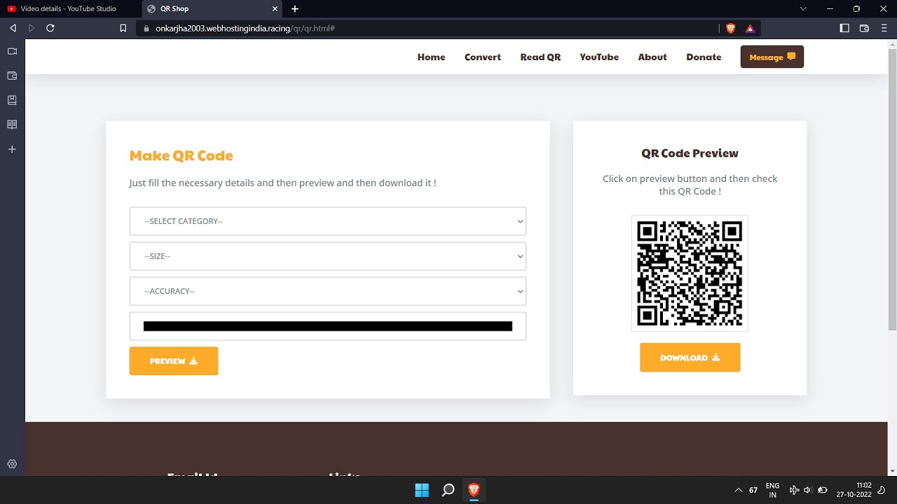 QR Code generator and QR Code reader using html, php and javascript || free