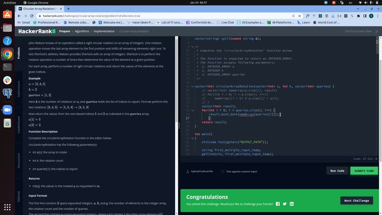 HackerRank : Circular Array Rotation