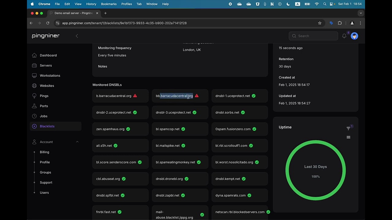 Pingniner | Get started with blacklist monitoring