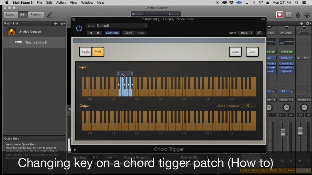 Transposing a patch in Mainstage