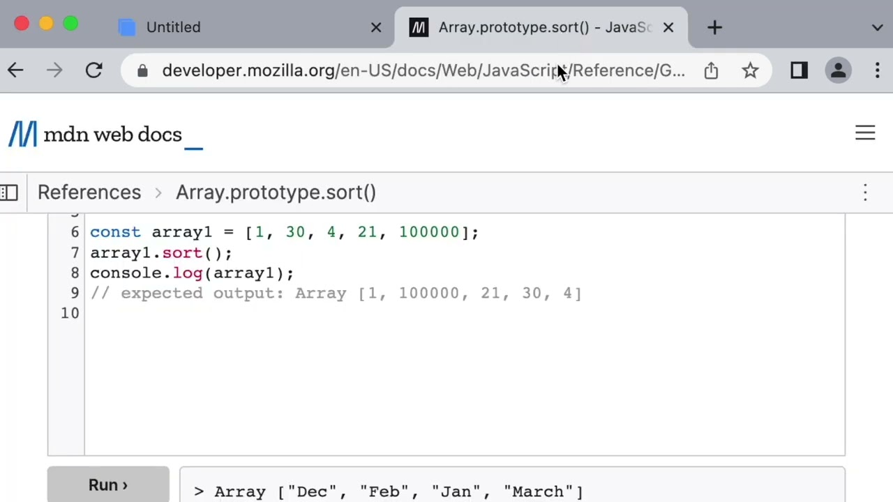 JavaScript puzzle solution: Sorting an array of numbers