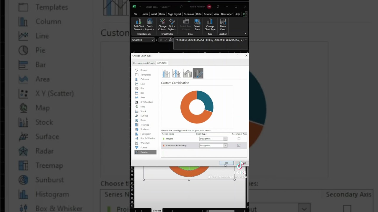 Excel progress chart controller by checkboxes tutorial