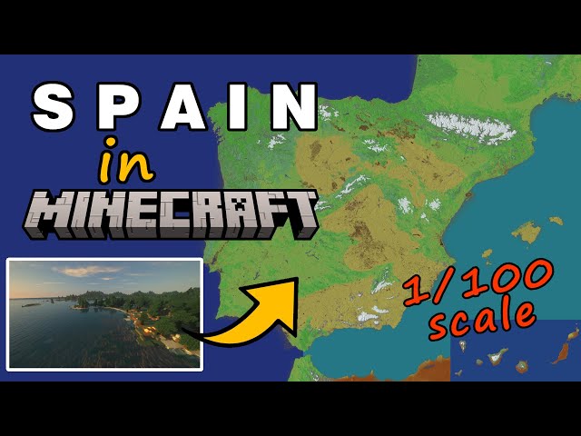 Spain map 1/100 scale Minecraft Map