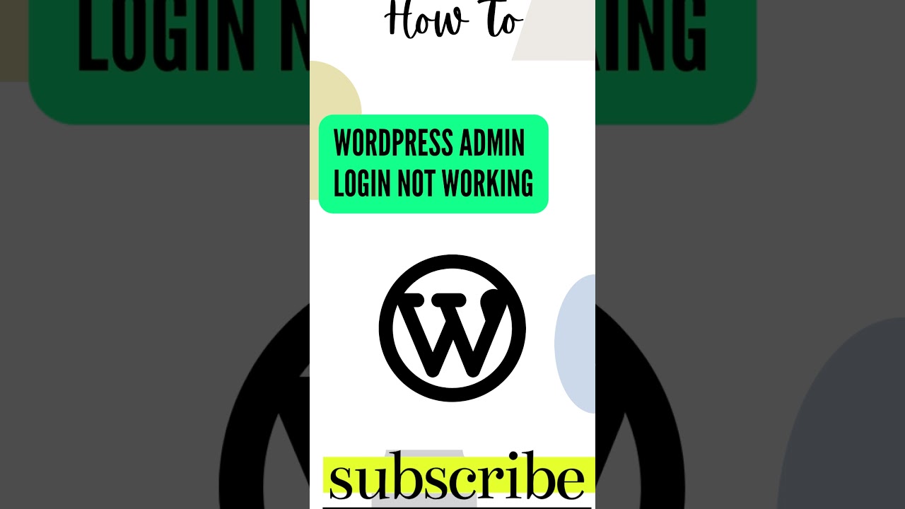 WordPress Admin Login Not Working