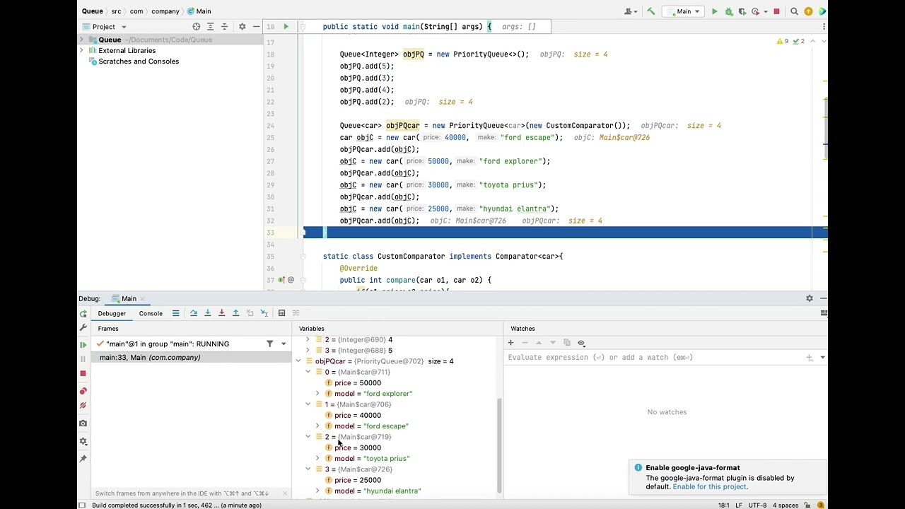 LinkedList Queue Vs PriorityQueue Java implementations. Useful Data structure implementations
